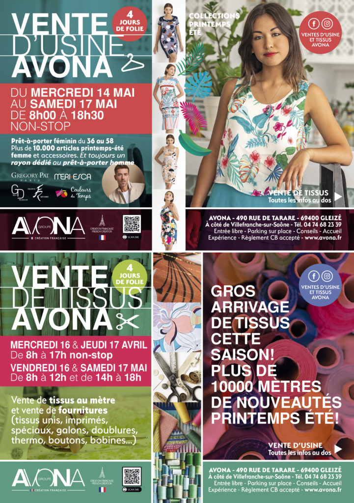 VENTE D'USINE & TISSUS AVRIL-MAI 2025 | AVONA Groupe